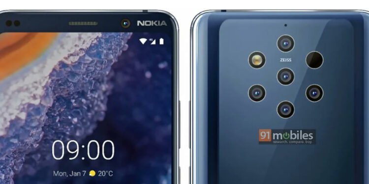 Nokia 9 PureView ถูกปล่อยภาพเรนเดอร์ทางการออกมาแล้ว มาพร้มกล้องหลัง 5 ตัว สแกนนิ้วบนจอ ...