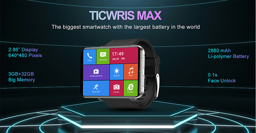 Ticwris Max สมาร์ทโฟนในร่างสมาร์ทวอทช์ จอใหญ่ความจุ 32GB กล้อง 8MP แบต ...