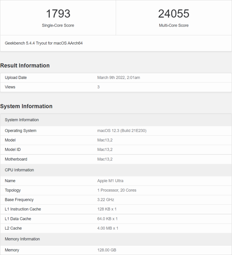 หลุด Benchmark ของชิป M1 Ultra แรงน้อยกว่า Intel Alder Lake ในแบบ ...