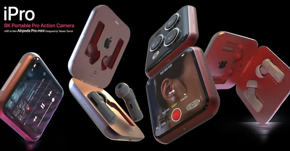 ชมคอนเซ็ปต์ iPro กล้อง Action Camera ที่มาพร้อมหูฟังไร้สาย AirPods Pro ...